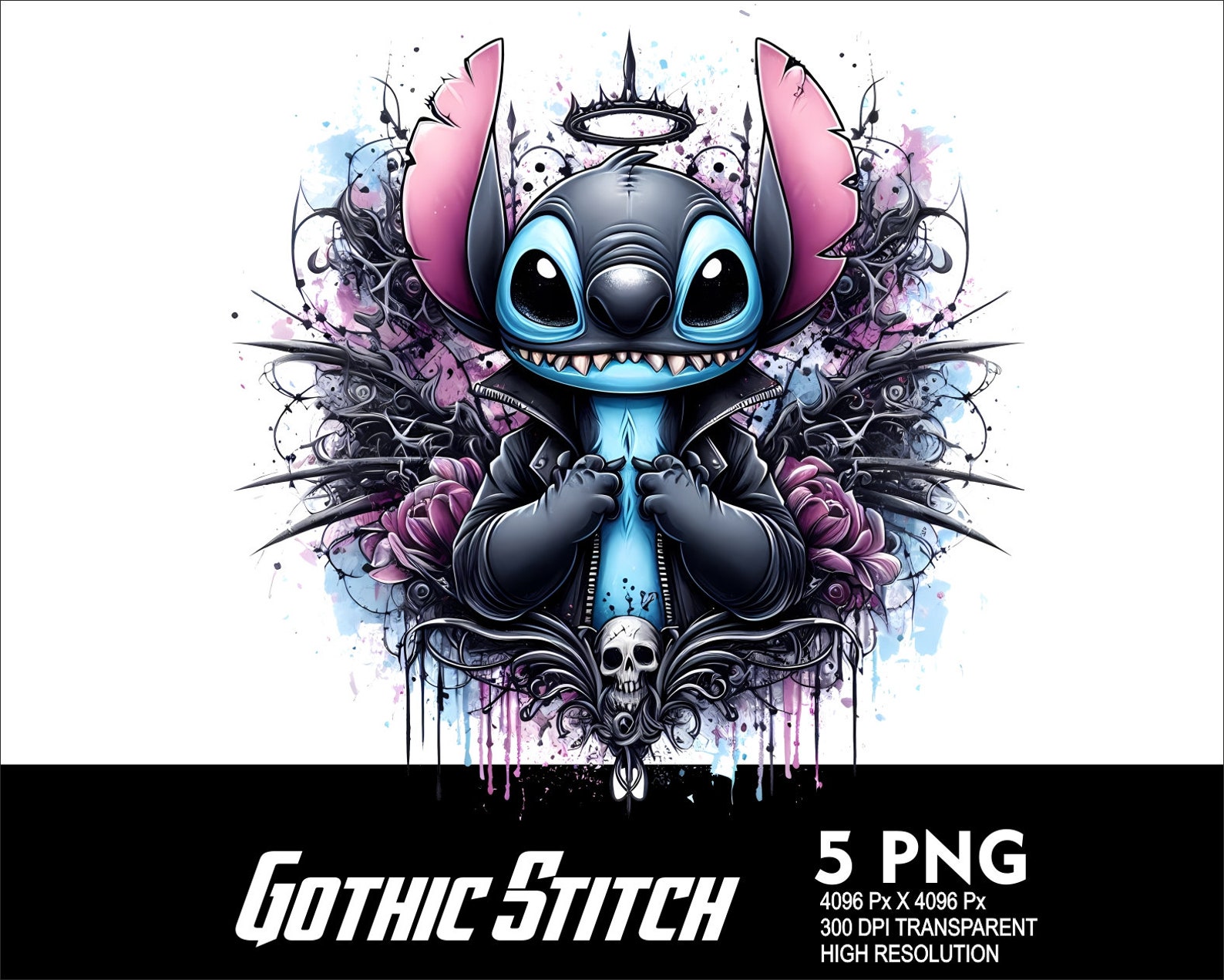 5 PNG Gothic Stitch PNG Dark Stitch Design Splash and Watercolor ...