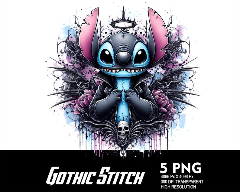 5 PNG Gothic Stitch PNG Dark Stitch Design Splash and Watercolor ...