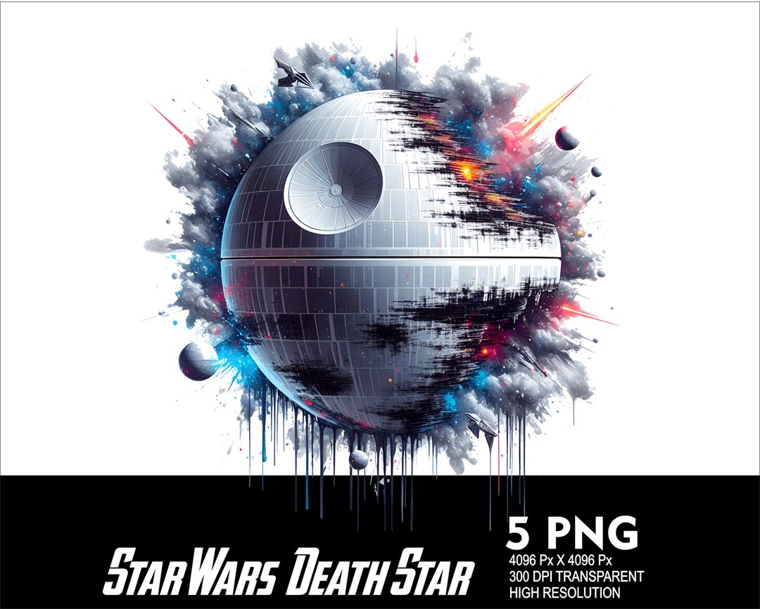 5 PNG Starwars Death Star Splash and Watercolor Transparent Png File ...