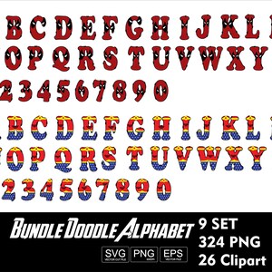 Superhero Alphabet Svg Png Bundle 9set Avanger Super Hero Letters Super ...