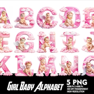 Baby Alphabet Pink Baby Font PNG Party Letters and Numbers for ...