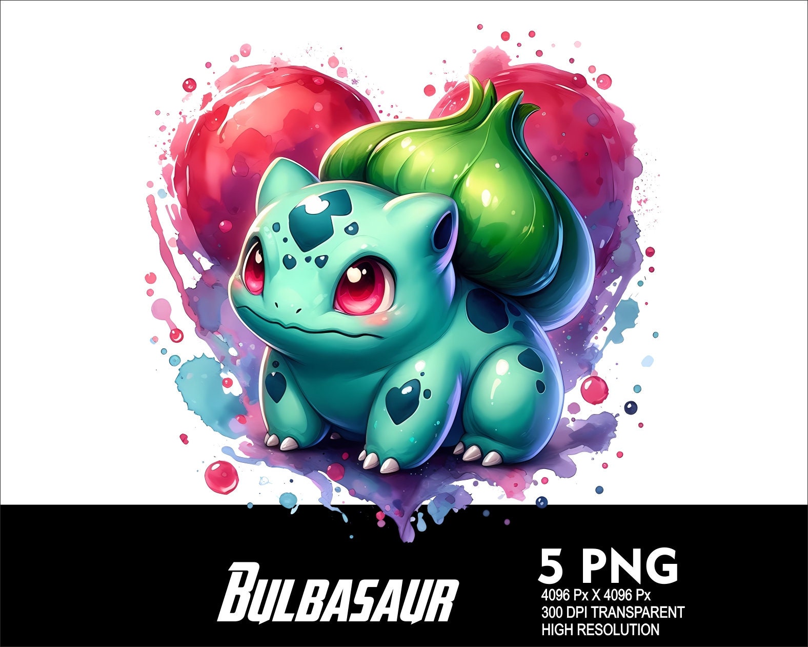 5 PNG Bulbasaur Splash and Watercolor Transparent Png File for ...