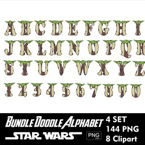 Star Wars Alphabet Bundle 4 Set Png Doodle Letters Darth Vader Jedi RD2 ...