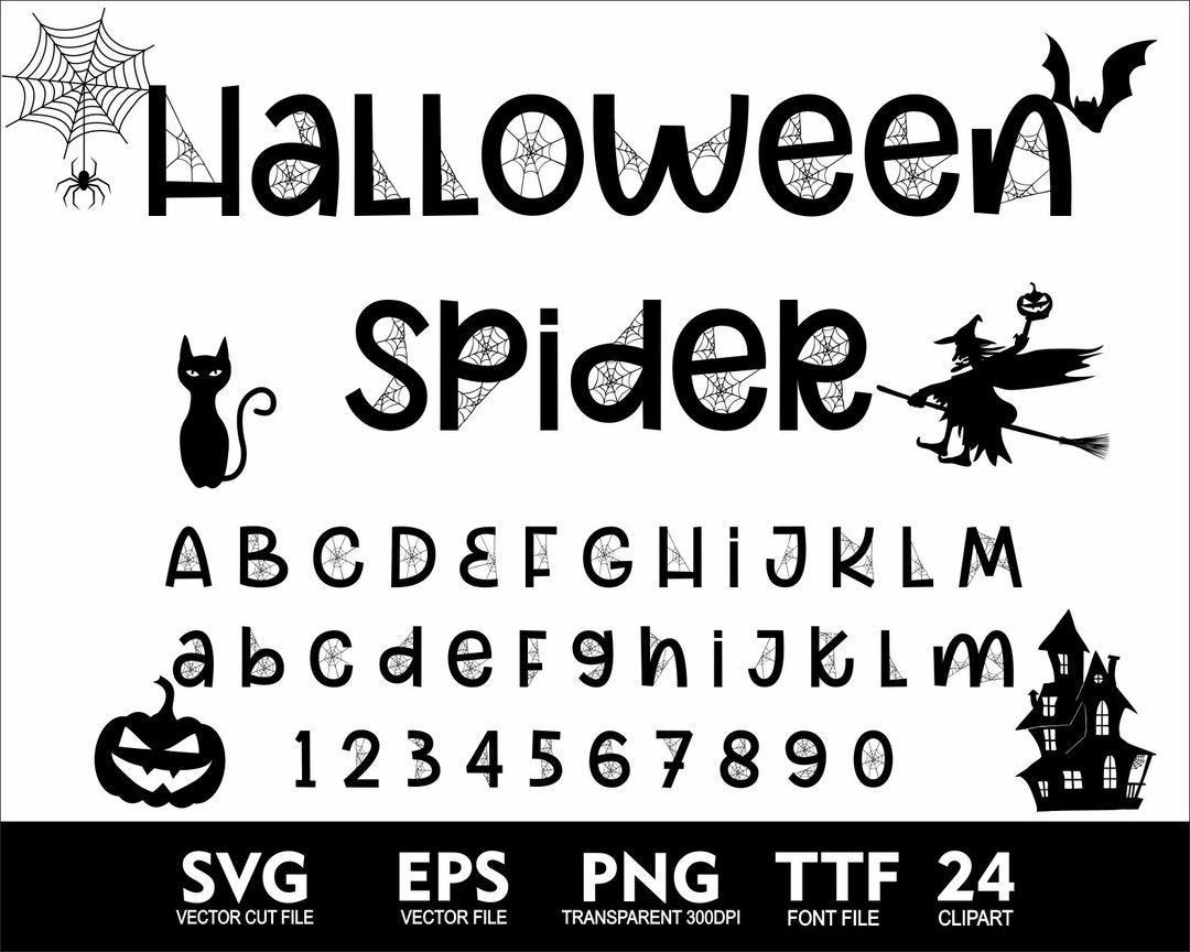 Halloween Spooky Spider SVG Font Halloween Spider Font Spooky Clipart ...