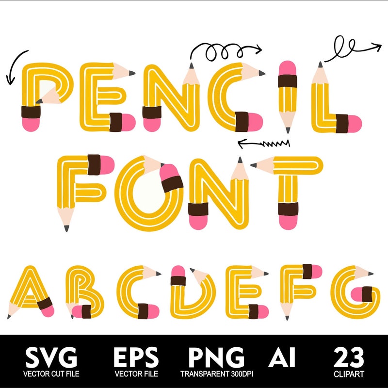 Pencil Font - Etsy