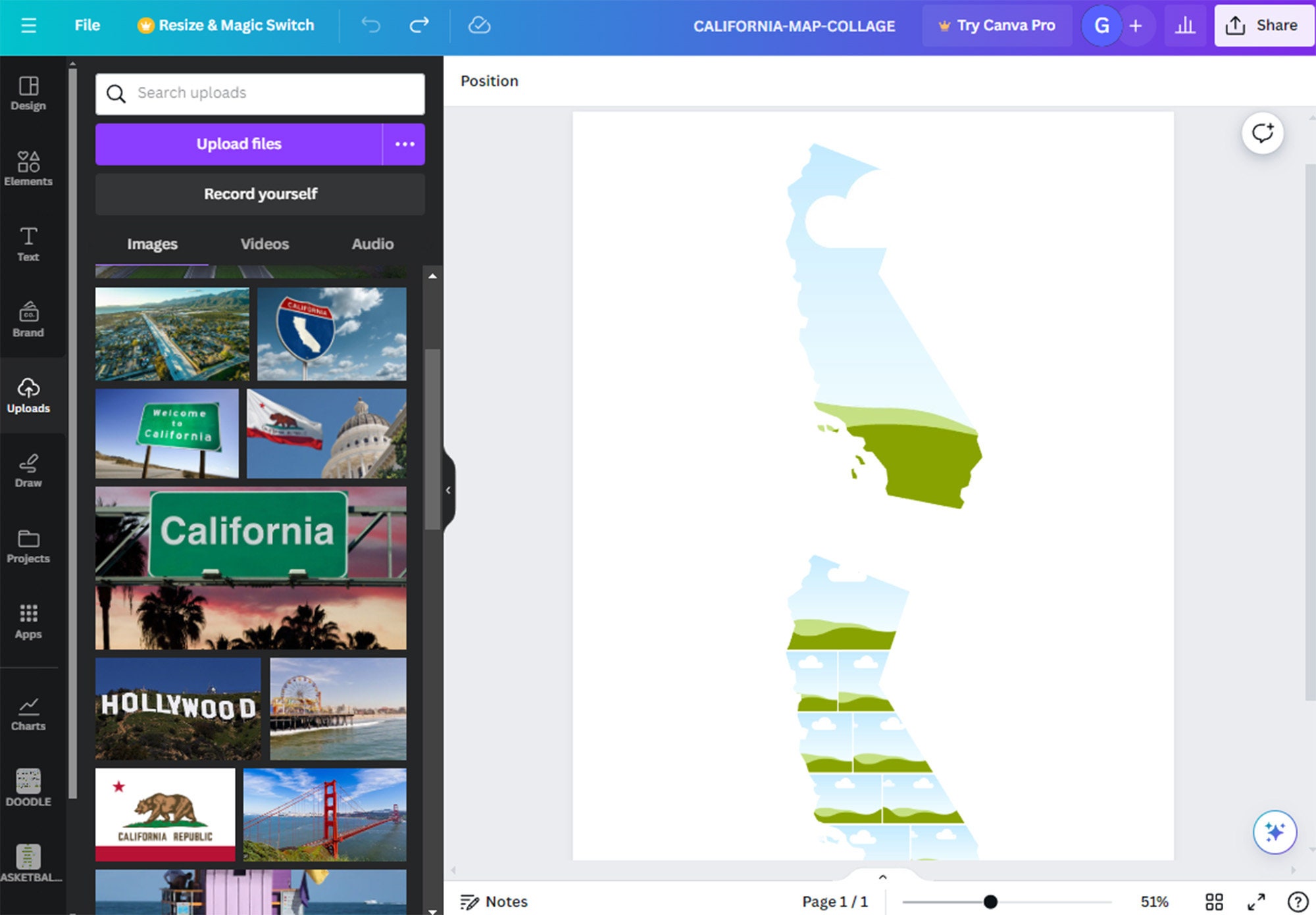 Canva California Photo Collage for Canva 1pcs and 10pcs Inside Collage ...