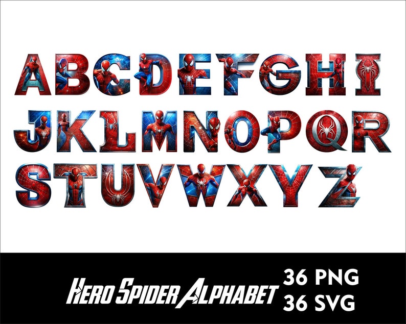 Superhero Alphabet Svg Spider Alphabet Png Superhero Font Spider Hero ...