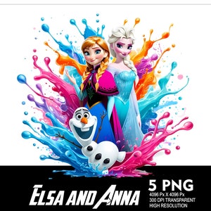 5 PNG Princess Elsa Anna Splash and Watercolor Transparent PNG File for ...