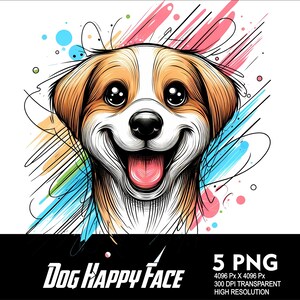 5 PNG Happy Face Dog Splash Transparent PNG File for Sublimation 300dpi ...
