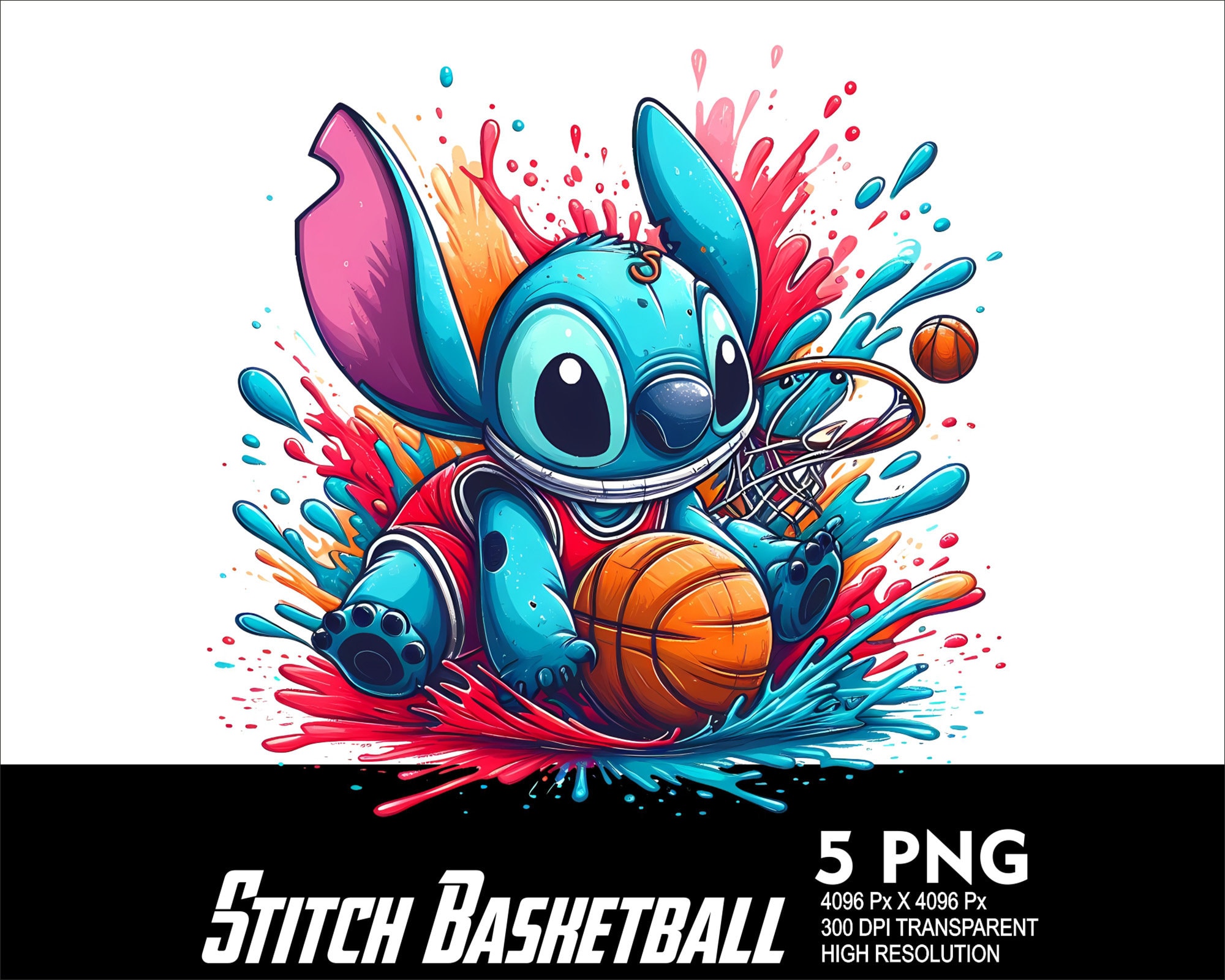 5 PNG Basketball Stitch Splash and Watercolor Transparent PNG File for ...