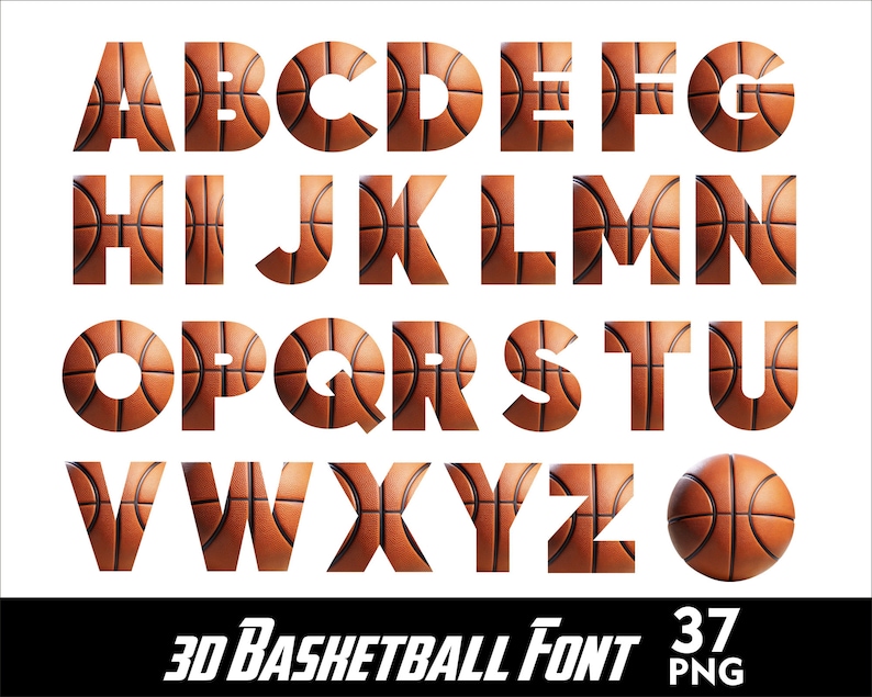 Basketball Texture Letters Sports Alphabet and Numbers Set PNG Sports Basketball Letters ...