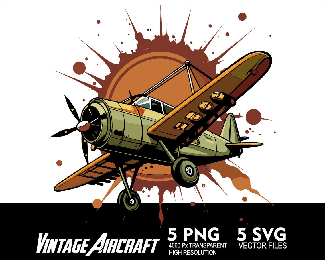 Vintage Airplane Splash 5 PNG 5SVG Design Transparent PNG File for ...