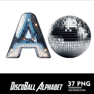 Disco Alphabet Disco Ball Font PNG Letters Party Font Disco Letters and ...