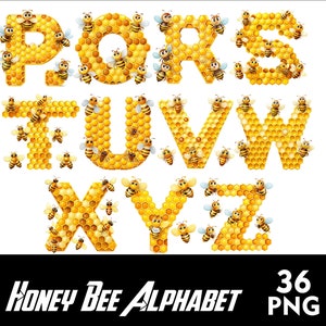 Honey Bee Alphabet Kids Alphabet Png Cute Bee Letters Birthday Alphabet ...