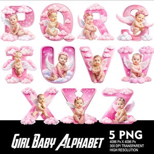 Baby Alphabet Pink Baby Font PNG Party Letters and Numbers for ...