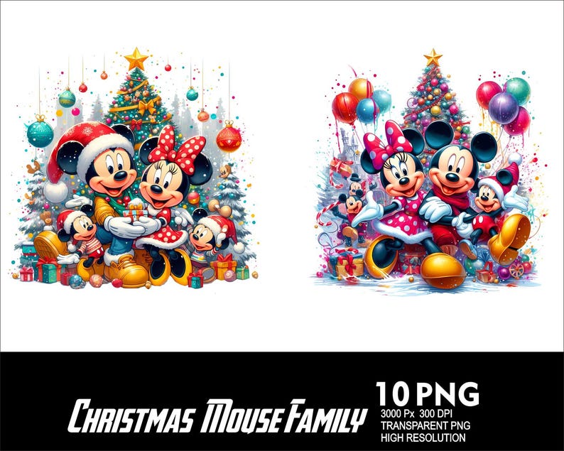 Christmas Mouse Family 10 PNG Design Splash Png Transparent PNG for ...