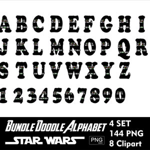 Star Wars Alphabet Bundle 4 Set Png Doodle Letters Darth Vader Jedi RD2 ...