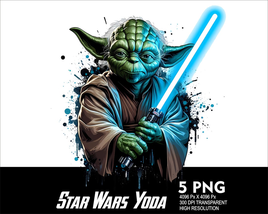5 PNG Starwars Jedi Yoda Splash and Watercolor Transparent Png File for ...