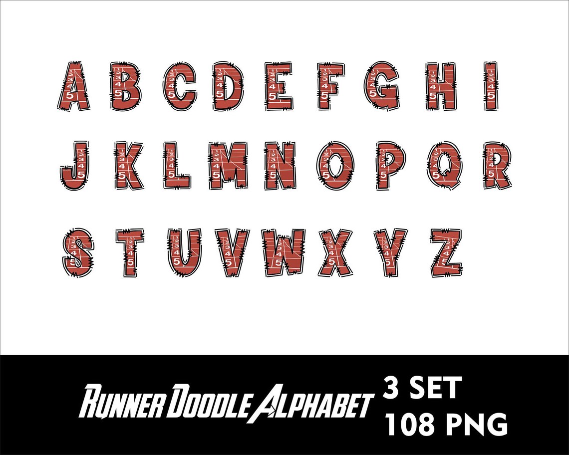 Running Alphabet Letters BUNDLE 3 Set Png Run Track Line Letters Runer ...