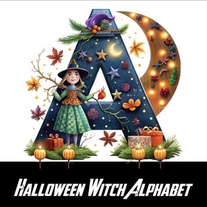 Halloween Witch Alphabet Font PNG Spooky Letters and Numbers for ...