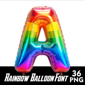 Foil Rainbow Balloon Alphabet Party Font PNG Letters Rainbow Letters ...