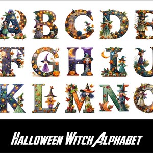 Halloween Witch Alphabet Font PNG Spooky Letters and Numbers for ...