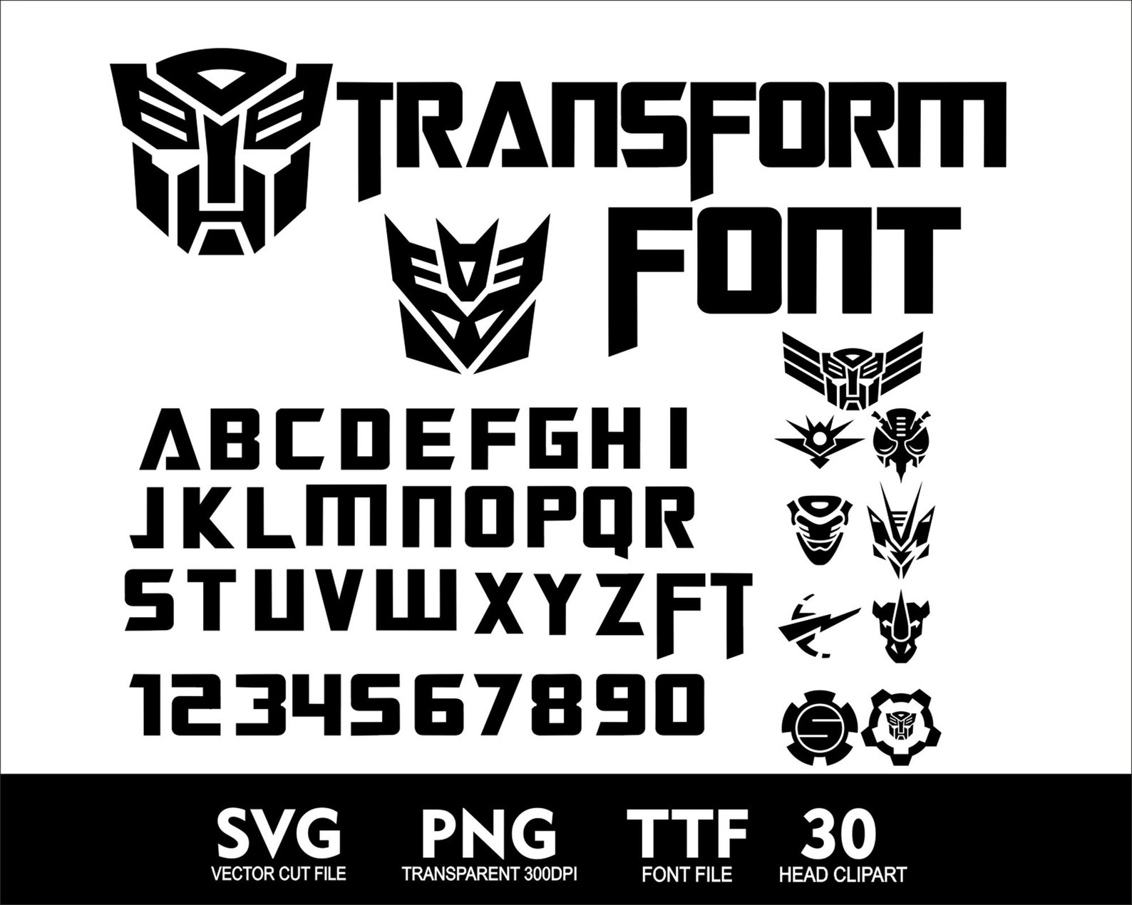 Robot Font Transformer Alphabet SVG Robot Head Skine Robot Logo Font ...