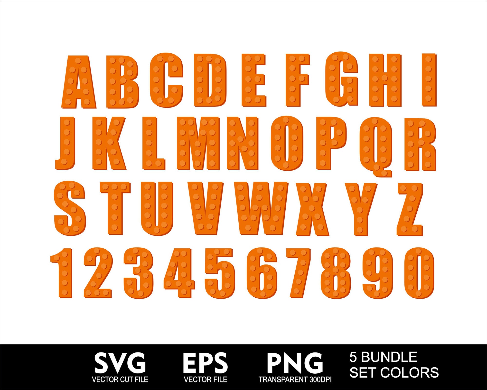 Bundle Bricks Font LEG Puzzle Font 5 Full Colors Set Brick Font Brick ...