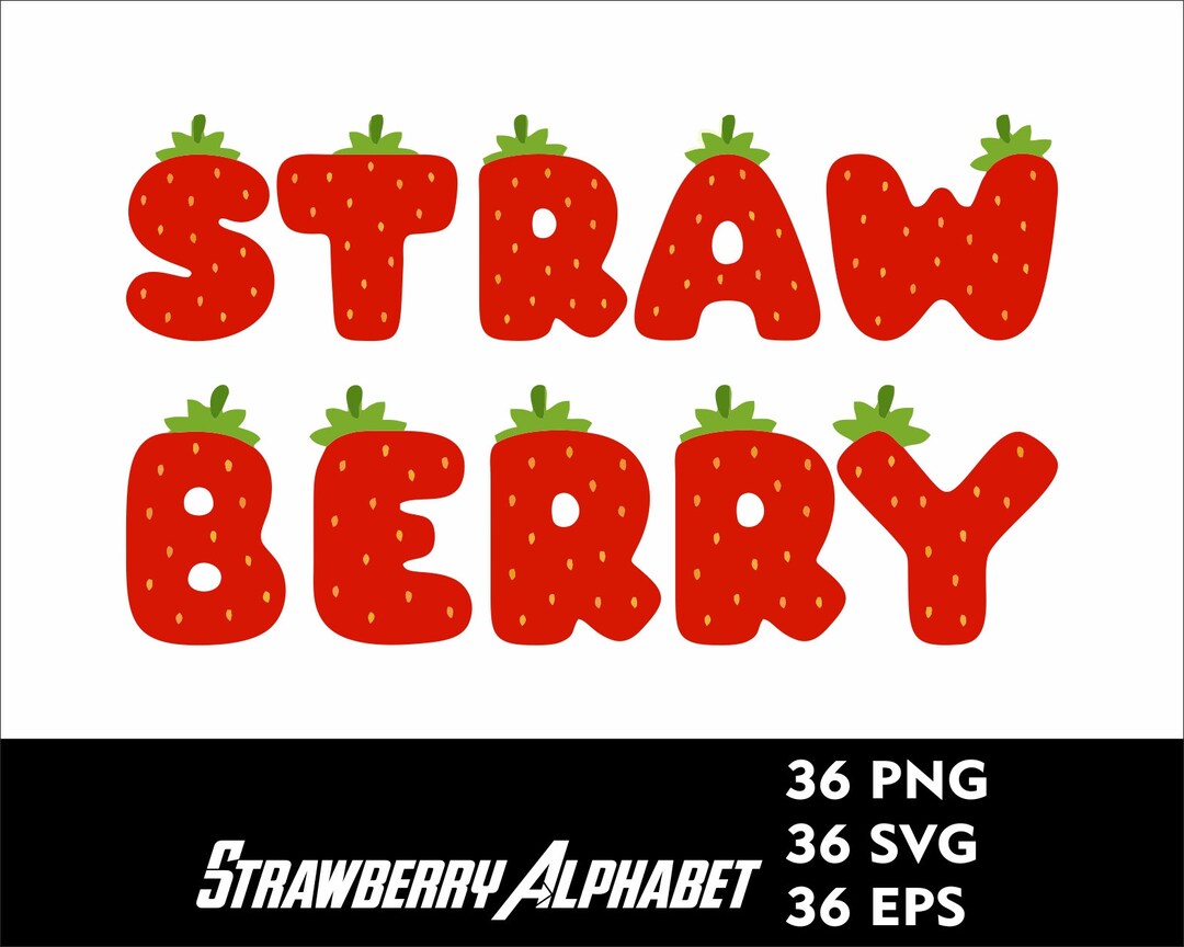 Strawberry Doodle Alphabet Strawberry Font SVG Strawberry Fruit ...