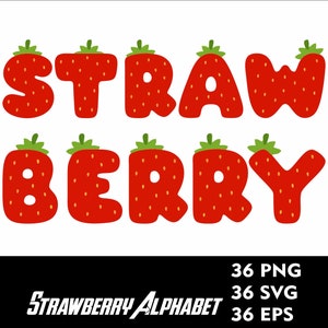 Strawberry Doodle Alphabet Strawberry Font SVG Strawberry Fruit ...