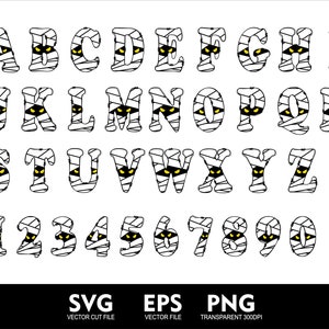 Halloween Mummy Font Halloween Doodle Letters Halloween Mummy Alphabet ...
