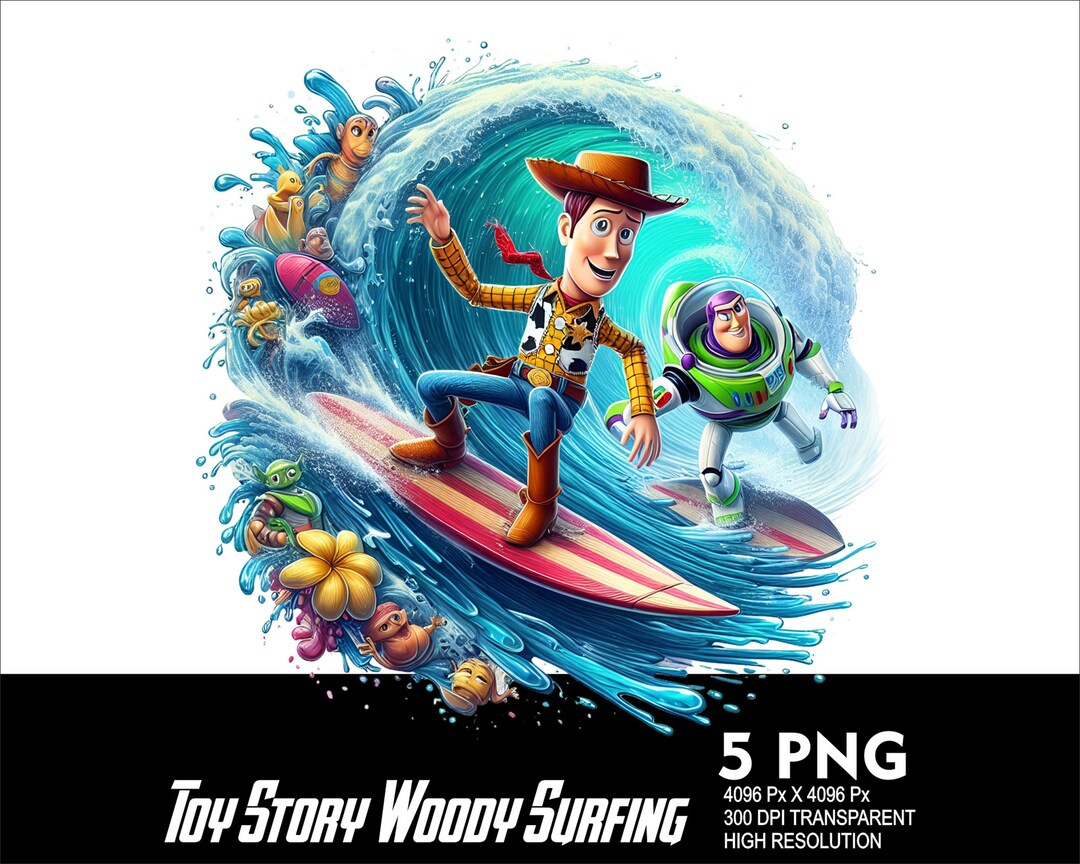 5 PNG Toy Story Woody Surfing Splash and Watercolor Transparent PNG ...