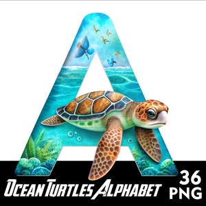 Ocean Turtles Alphabet Animals Alphabet Png Caretta Turtle Letters ...