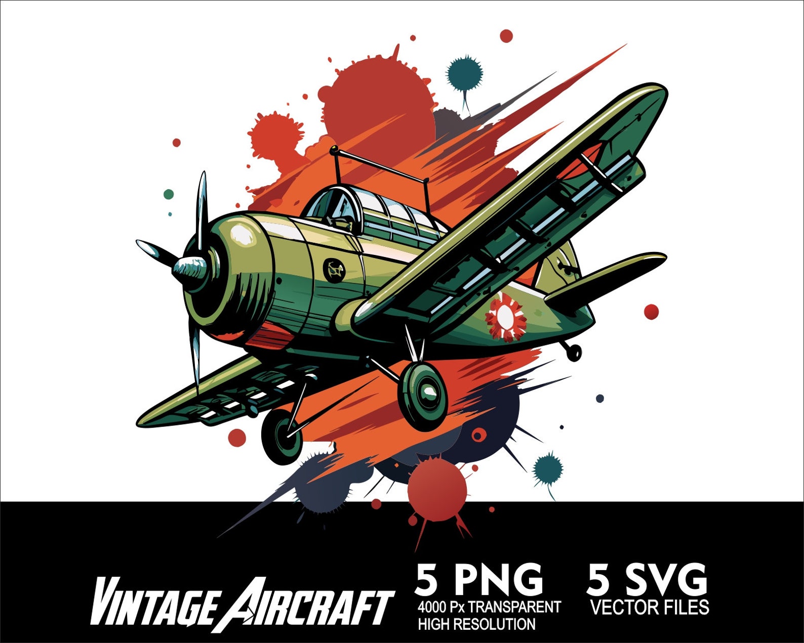 Vintage Airplane Splash 5 PNG 5SVG Design Transparent PNG File for ...