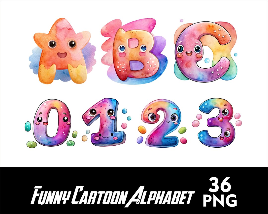 Funny Cartoon Alphabet Kids Alphabet Png Cartoon Comic Letters Birthday ...