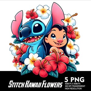 5 PNG Stitch Flowers Splash and Watercolor Transparent PNG File for ...