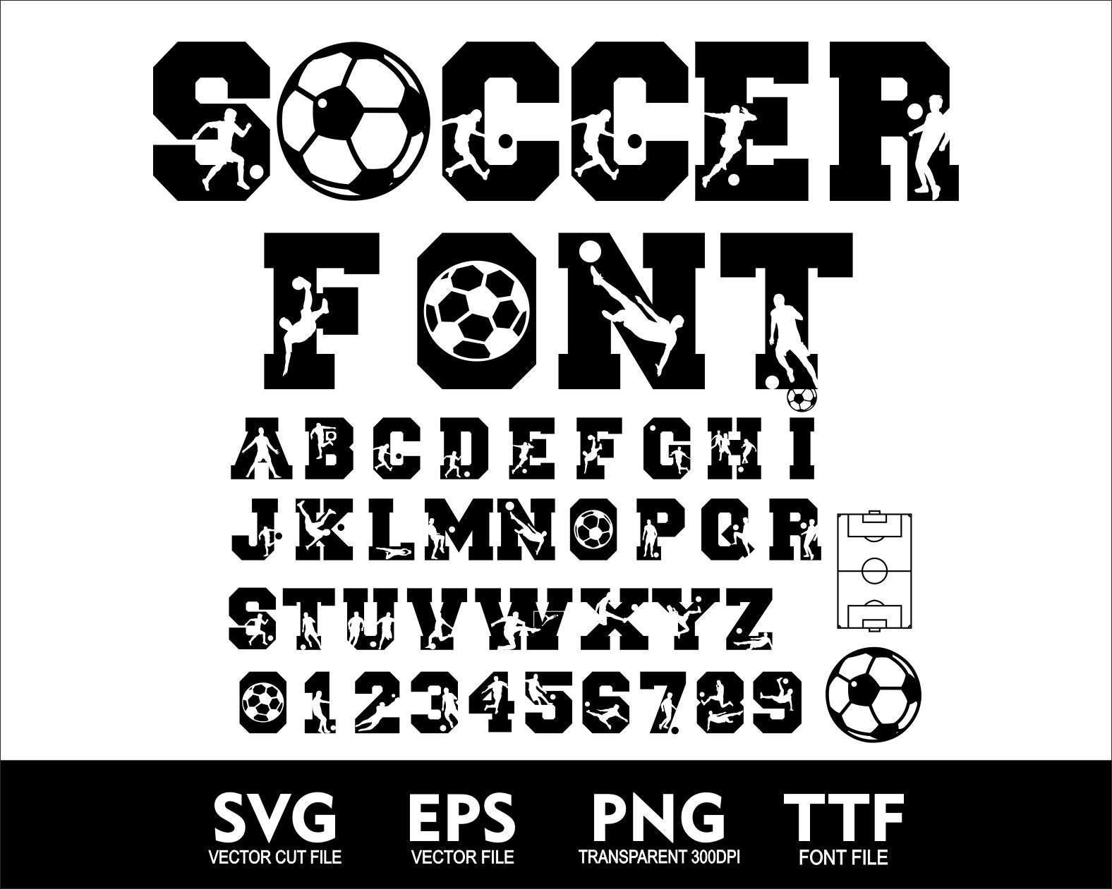 Soccer Letters and Numbers Svg Png Ttf Soccer Font for Cricut SVG Cut ...