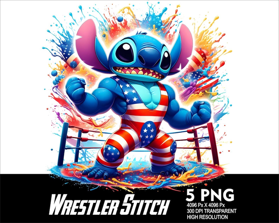 5 PNG Wrestler Stitch Splash and Watercolor Transparent PNG File for ...