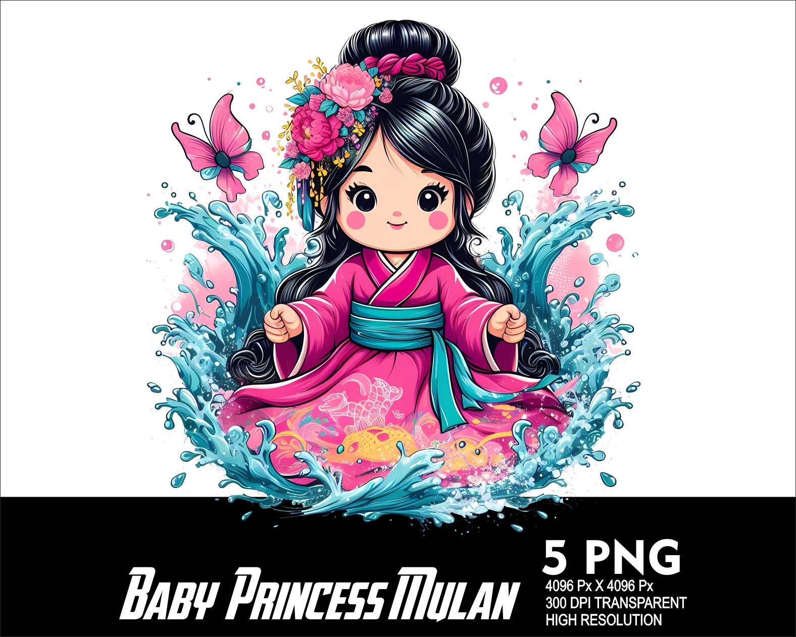 5 PNG Baby Princess Mulan Splash Transparent PNG File for Sublimation ...