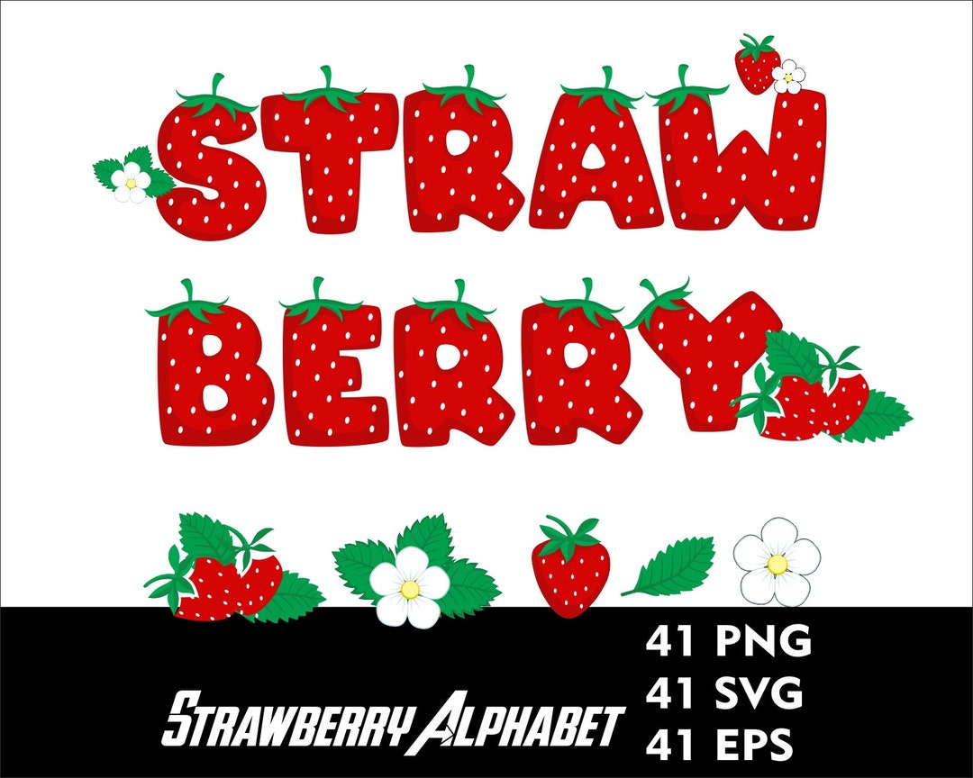 Fresa Doodle Alfabeto Fresa Fuente SVG Fresa Fruta Alfabeto Fresa ...
