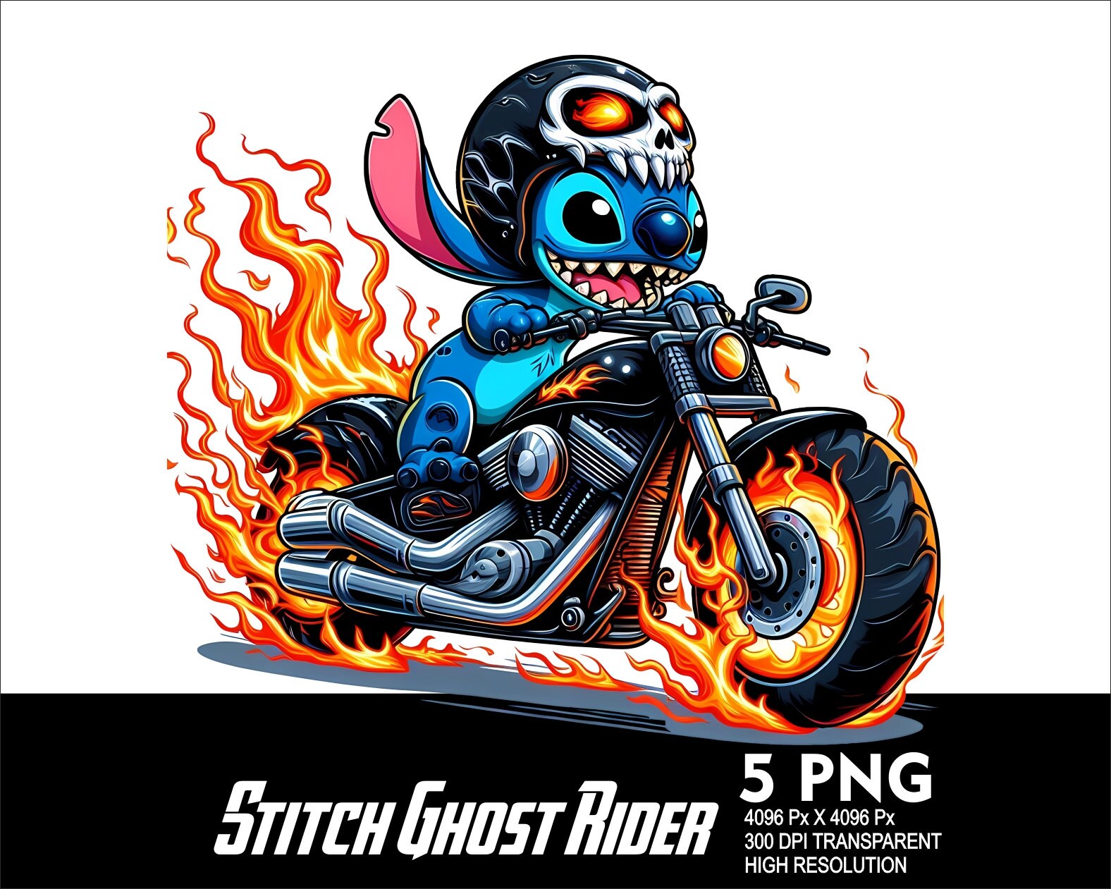 5 PNG Stitch Ghost Rider Splash Transparent PNG File for Sublimation ...