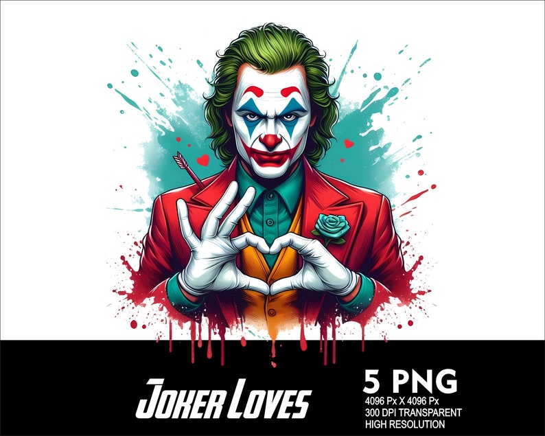 5 PNG Joker Loves Splash and Watercolor Transparent PNG File for ...
