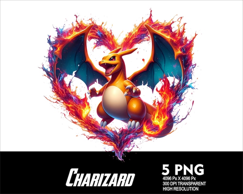 5 PNG Charizard Splash and Watercolor Transparent Png File for ...