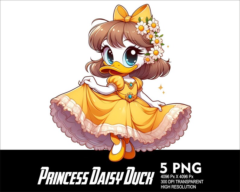 5 PNG Princess Daisy Girl Duck Splash and Watercolor Transparent PNG ...