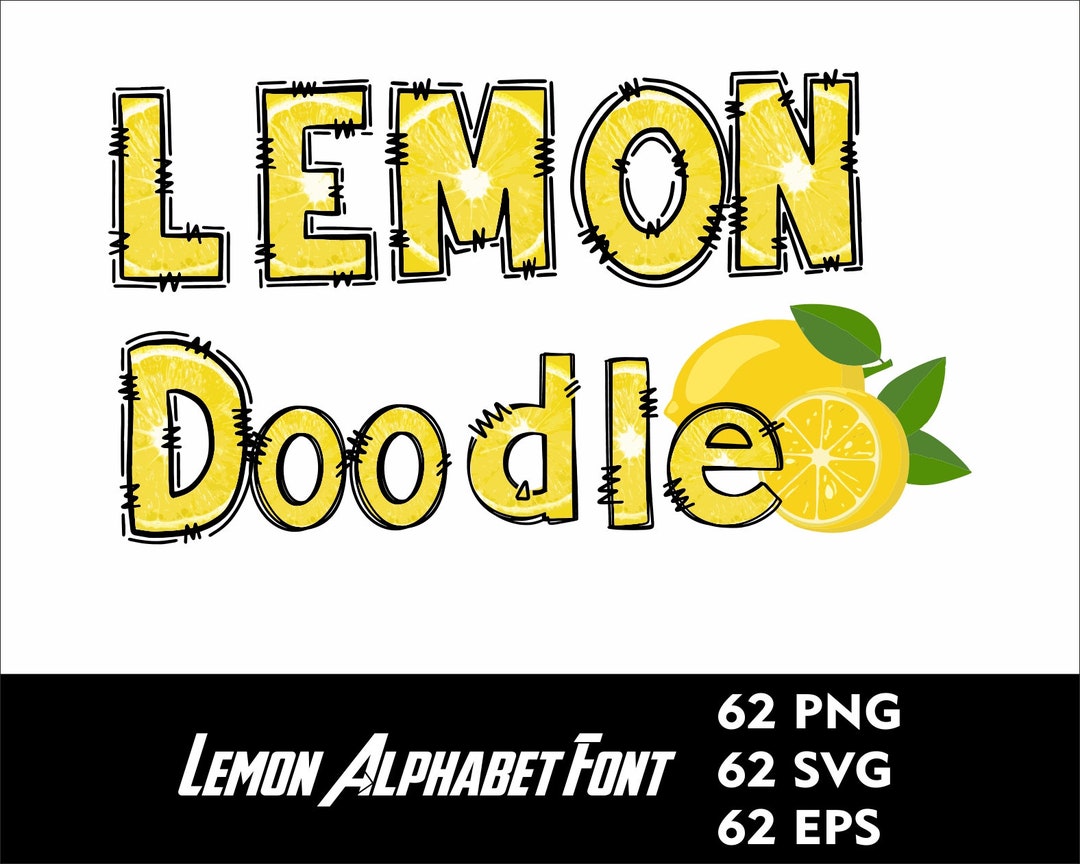 Lemon Doodle Alphabet Lemon Font SVG PNG Lemon Alphabet Letters Svg Png ...