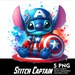 5 PNG Hero Stitch Captain Splash and Watercolor Transparent PNG File ...