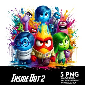 5 PNG Inside Out 2 Splash and Watercolor Transparent PNG File for ...