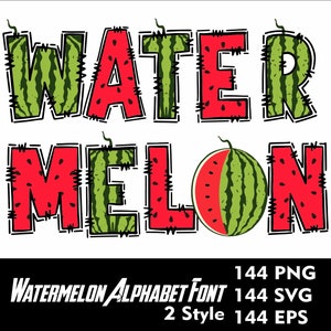 Watermelon Doodle Alphabet Watermelon Font SVG PNG Fruit Watermelon ...