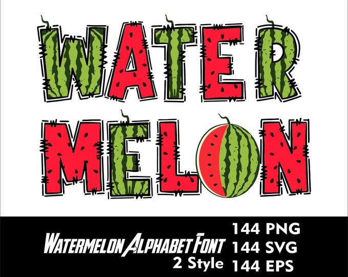 Watermelon Alphabet Clipart , Fruit Letters, Numbers and Glyphs ...