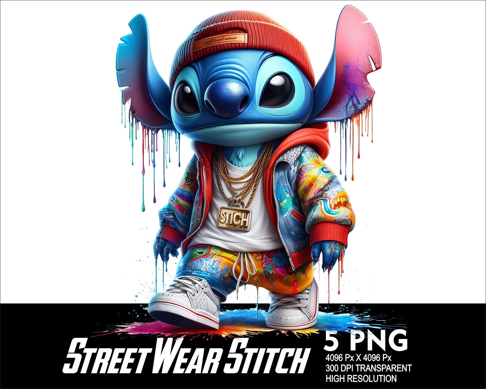 5 PNG Streetwear Stitch Rapper Splash Transparent PNG File for ...